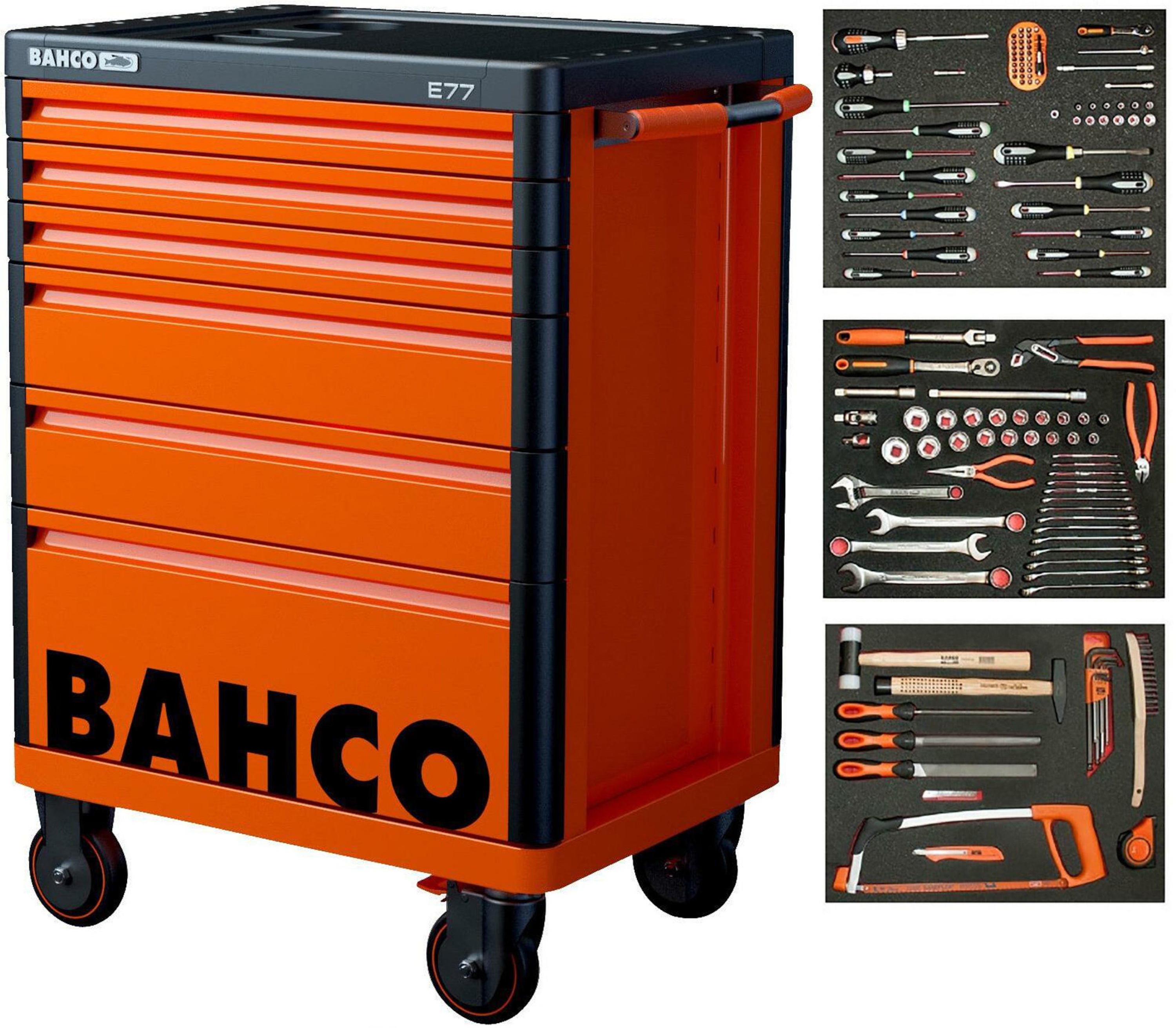 Bahco 1477K6-FULL3 Werkzeugwagen E77 orange 130-teilig